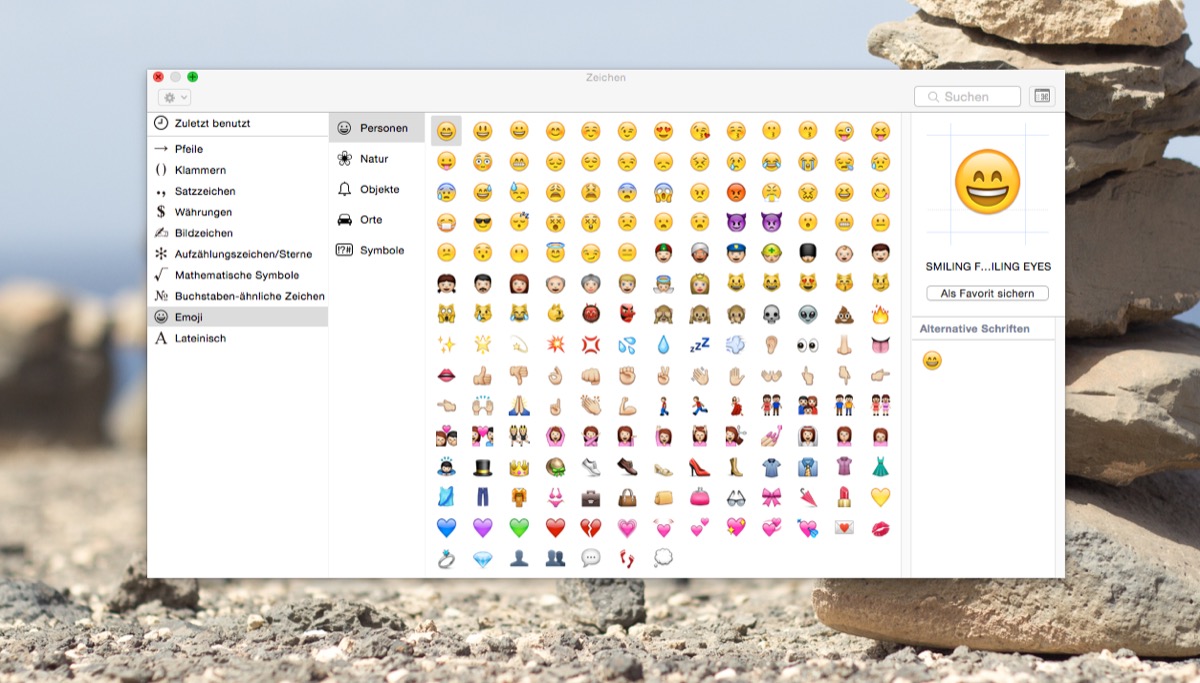 Mac OS X: Sonderzeichen und Emoticons über Shortcut einfügen